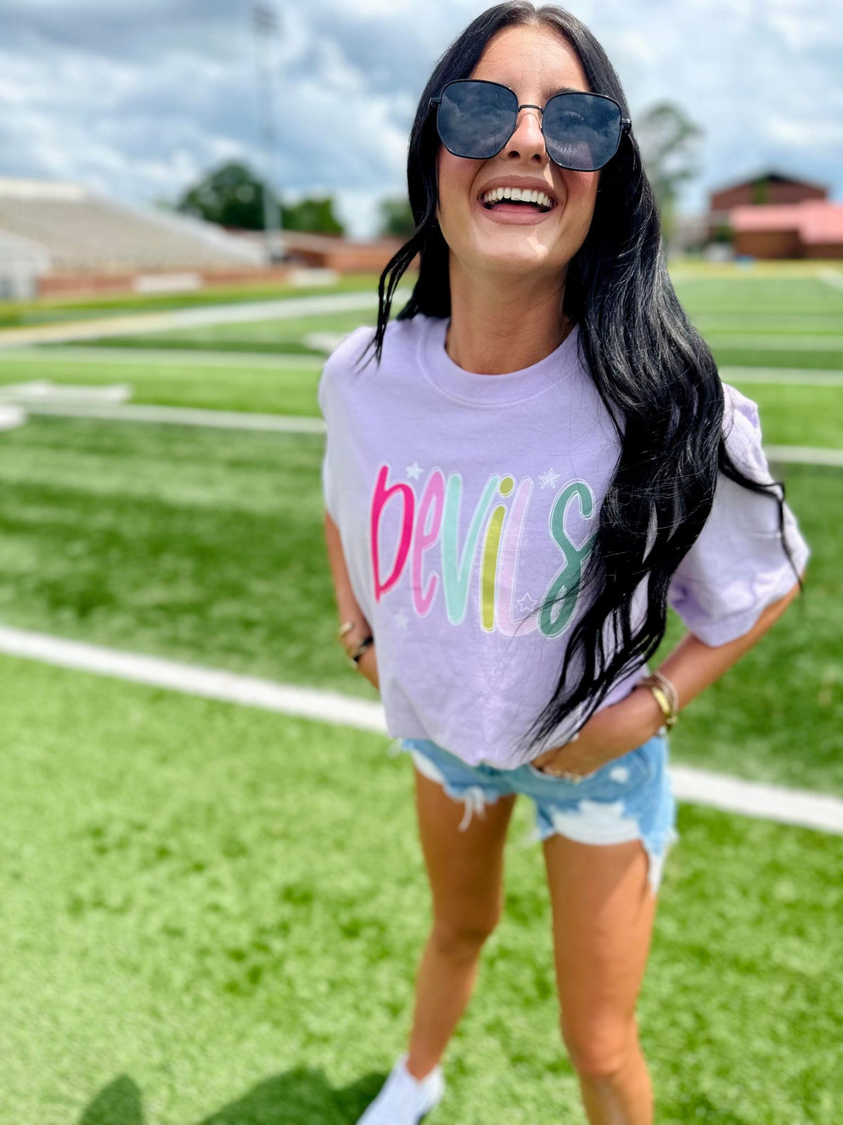 Girly Stars School Mascot Orchid Graphic Tee #5 – Dash Forward